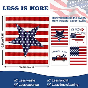 Quera 4Th of July Swedish Kitchen Dishcloth Retro Patriotic Stars & Stripes Truck Cotton Kitchen Towel Independence Day Absorbent Quick Drying Kitchen Cloth for Home Counter Wipes,4Pcs​