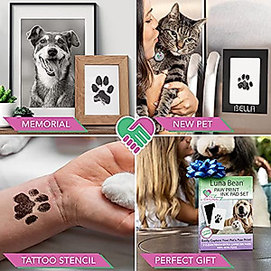 Luna Bean Paw Print Kit - Mess-Free Paw Print Stamp Pad for Dogs & Cats - 14pc Dog Nose Print Kit & Pet Paw Print Impression Kit- Clean - Touch Ink Pad for Dog Paw Prints - Dog Mom Gifts for Women