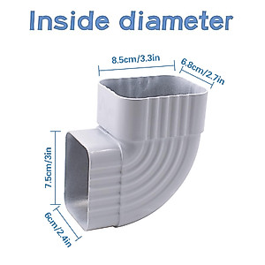 2 x 3 inches Downspout Gutter Rainwater Pipe Diverter 90 Degree Aluminum Downspouts Adapter B Elbow Corner Reusable Water Pipes Fitting Connection for House Overboard System White (90 Degree B Style)