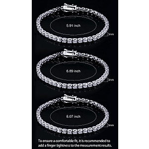 Dainty Cuban Link Chain Bracelet for Women,925 Sterling Silver Bracelet White Gold Plated Hip Hop CZ Diamond Mens Bracelet for Jewelry Gifts (Sliver, 18.6)