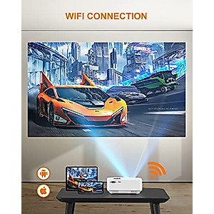 HAPPRUN Projector, Portable Projector with WiFi, 2023 Upgraded 1080P FHD Supported Outdoor Movie Projector, Home Theater Movie Projector Compatible with HDMI, Fire Stick, USB, AV, PS5