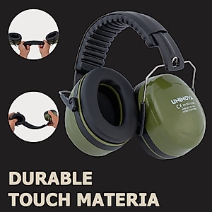 UNINOVA Hearing Protection Earmuffs, Noise Reduction Safety Ear Muffs, NRR 26dB Ear Protection Headphones for Shooting Gun Range Lawn Mowing Construction Woodworking Adults Men Women,Armygreen