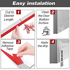 Suptikes 4 Pack Door Sweep,Door Draft Stopper with Strong Adhesive for Exterior&Interior Doors,Door Seal Used for Dust-Proof, Winter-Proof, Block Light and Noise,1.8" W x 37" L,White