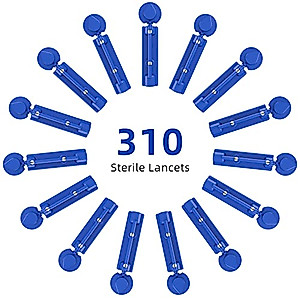 Metene Twist Top Lancets for Lancing Devices, 310 Count, 30 Gauge Sterile Lancets for Blood Sugar Test, Diabetic Lancets-Dark Blue