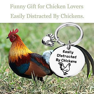 Lywjyb Birdgot Easily Distracted By Chickens Keychain (Easily Distracted By Chickens)