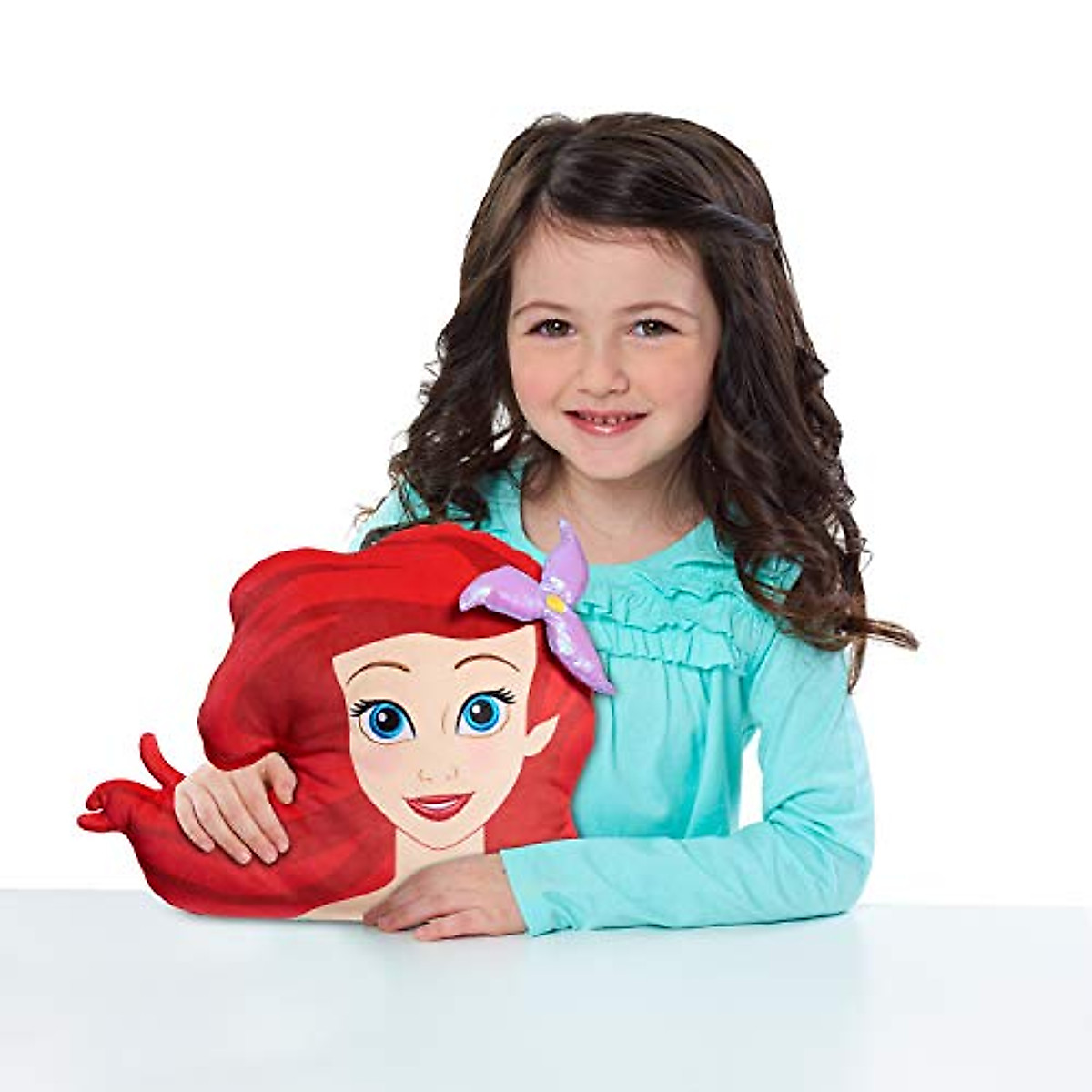 Disney Princess Character Head 12.5-Inch Plushie Ariel, The Little Mermaid, Soft Pillow Buddy Toy for Kids, Kids Toys for Ages 3 Up by Just Play