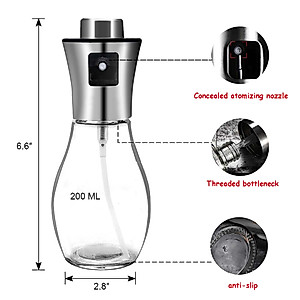 DIFEDO Spray Bottles, 6.8 Oz Olive Oil Dispenser Bottle, Refillable Glass Oil Sprayer, Oil Dispenser with Clog-Free Filter, Olive Oil Sprayer for Air Fryer, BBQ, Baking, Salad in Kitchen and Outdoor