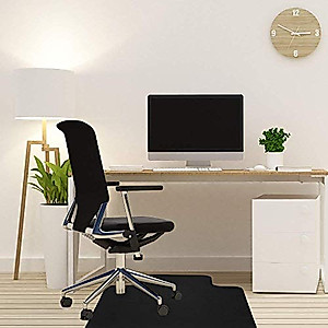Office Chair Mat for Hardwood and Tile Floor with Lip, Black, Anti-Slip, Non-Curve, Under the Desk Mat Best for Rolling Chair and Computer Desk, 47x35 Non-Toxic and no BPA Plastic Protector