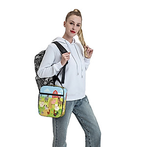 KiuLoam Insulated Lunch Box Farm Animals Cow Pig Sheep Reusable Lunch Bag With Shoulder Strap For Women/Men/Girls/Boys Lunchbox Meal Tote Bag