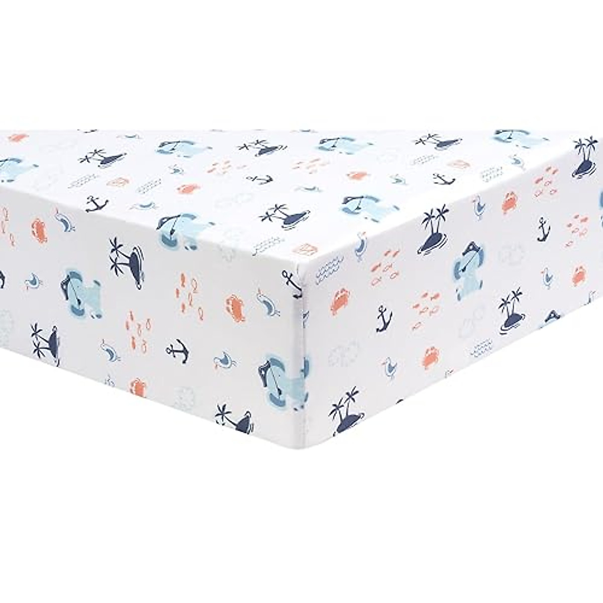 Sammy & Lou Ahoy Archie 4-Piece Baby Nursery Crib Bedding Set for Boys, Includes Quilt, Fitted Crib Sheet, Crib Skirt, and Plush Toy