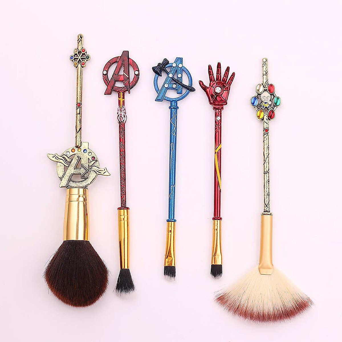 Makeup Brush 7pcs Set With Pouch, Magical Girl Platinum Gold Cardcaptor Sakura Cosmetic Brushes With Cute Pink Bag (Creative Marvel)