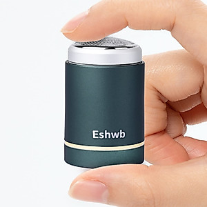 Eshwb Travel Men's Shaver Mini Electric Razor for Men USB Rechargeable Beard Shaver Pocket Size Shavers Compact Razor Wet Dry Use (Green)
