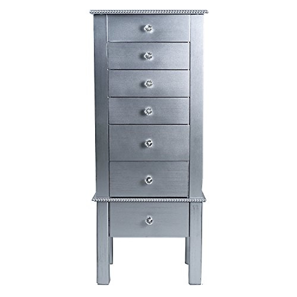 Alveare Home Helena Standing Jewelry Armoire, Silver