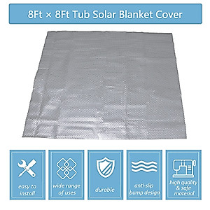 Spa and Hot Tub Bubble Insulating Cover 8ft x 8ft Thermal Pool Solar Blanket Cover(16 Mil)