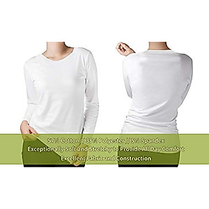 BaHoki Essentials Long Sleeve Undershirts for Scrubs - Great Stretch and Layering Piece - Multipurpose and Durable (White, M)