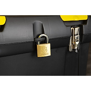 BRINKS - 40mm Solid Brass Keyed Padlock with 7/8” Shackle Clearance, 4-Pack - Chrome Plated with Hardened Steel Shackle, (171-40401)