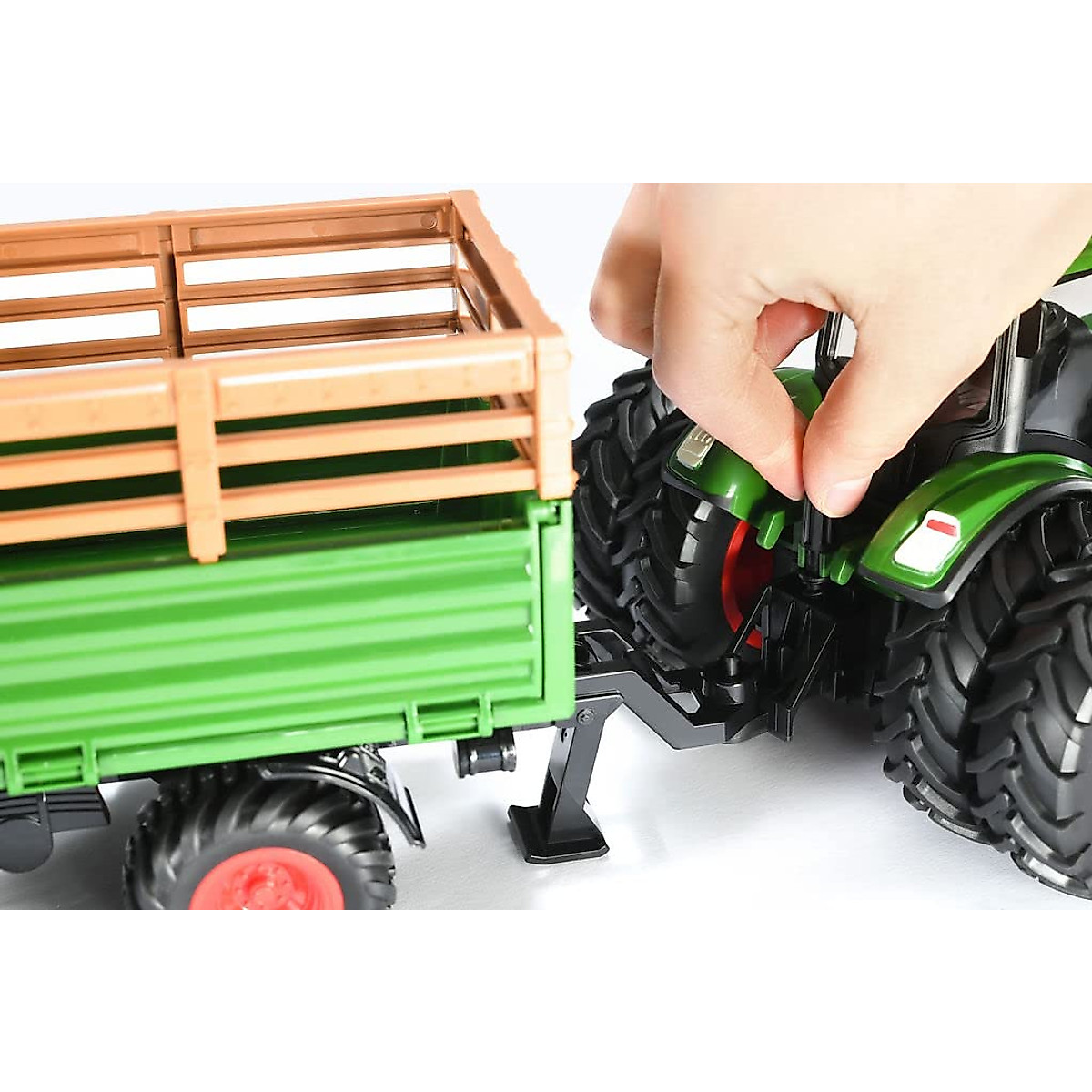 Remote Control Tractor and Trailer Set RC Kids Tractor Toy Front Loader Farm Truck Toddler Farm Toys with Lights and Sound, Metal Cab, 8 Wheels RC Toys Boys Gift for 3 4 5 6 7 8 Years Old
