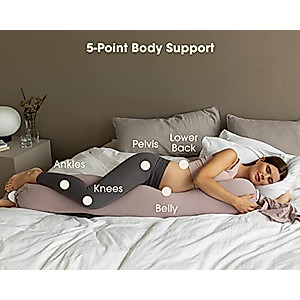 bbhugme Adjustable Pregnancy Pillow – Full Body Support for Side Sleeping - Adjustable Firmness and Shape - Supports Back, Legs, Belly, Hips for Pregnant Women - Removable Cover - Dusty Pink