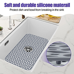 JUSTOGO Silicone Sink Mat, Kitchen Sink Protectors for Kitchen Sink Grid Accessory with Center Drain 24.8"x 13",1 PCS Non-slip Folding Sink Mats for Bottom of Farmhouse Stainless Steel Porcelain Sink