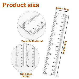 cobee Plastic Clear Rulers, 10 Pcs 6 Inch Transparent Straight Ruler with Inches/Centimeters Mini Shatterproof Rulers Measuring Tool for Kids Students School Classroom Office Supplies