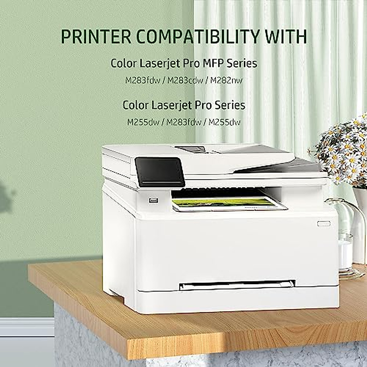 206A Toner Cartridges 4 Pack (with CHIP) Compatible for HP 206A Toner Cartridges HP Set HP 206X, Work for HP Color Laserjet MFP M283fdw, HP MFP m283cdw, M255 M255dw, M283 Series, W2110A, 4 Pack