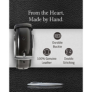 Access Denied Genuine Leather Dress Belts For Men - Mens Belt For Suits, Jeans, Uniform Black Belt - Designed in the USA