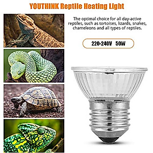 YOUTHINK Reptile Heat Lamp, 50W UVA+UVB Full Spectrum Reptile Heat Lamp Bulb for Turtle Aquarium Aquatic Reptile Lizard Habitat Heat Light