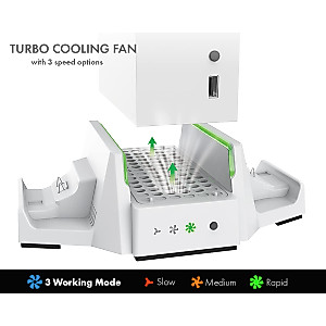 ElecGear Vertical Cooling and Charging Stand for Xbox Series S, 2X Rechargeable Battery and Dual Charger Dock for Xbox Controller, Cooling Fan with LED Lights and USB Port for Gaming Accrssories