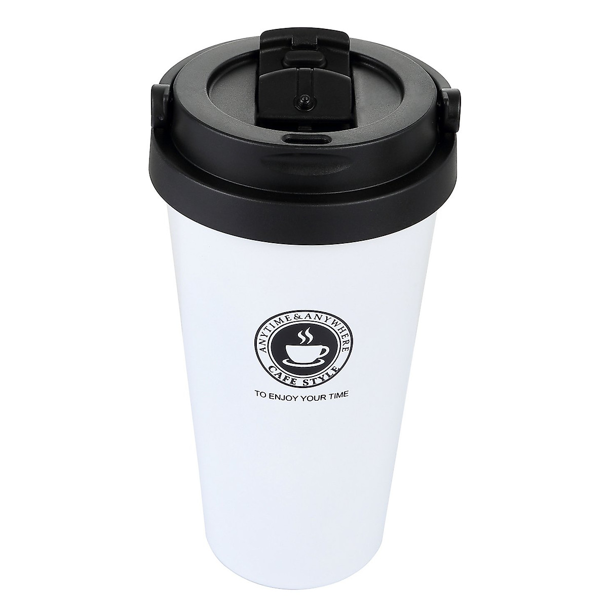 Jason&Eva 18/8 Stainless Steel Double Wall Vacuum Insulated Travel Coffee Mug with Handle/Portable Thermal Cup,Wide Mouth Tumbler with Leak Proof Lid,17oz,White