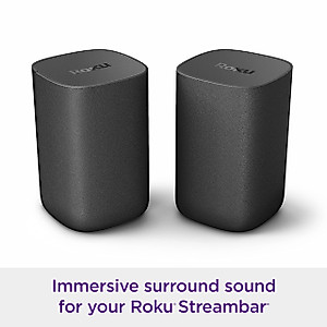 Roku Streambar Wireless Speakers | 4K HDR Streaming Device & Premium Soundbar All in One, Two Wireless TV Speakers, Voice Remote, Free & Live TV