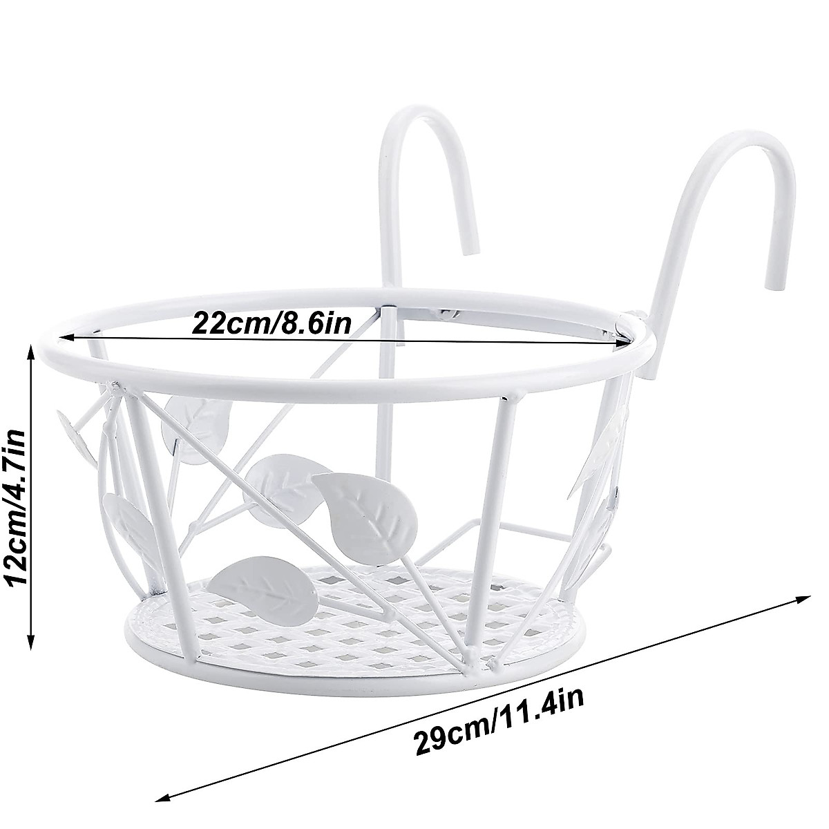 Firlar 2 PCS Hanging Railing Planter, Flower Pot Basket Plant Holder, Iron Art Hanging Baskets Flower Pot Holder, for Patio Balcony Porch Fence Outside and Indoor (8.6 x 4.7 inch)