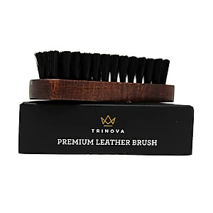 TriNova Leather Brush for Cleaning Upholstery, Cleaner car Interior, Furniture, Couch, Sofa, Boots, Shoes and More. Premium Quality