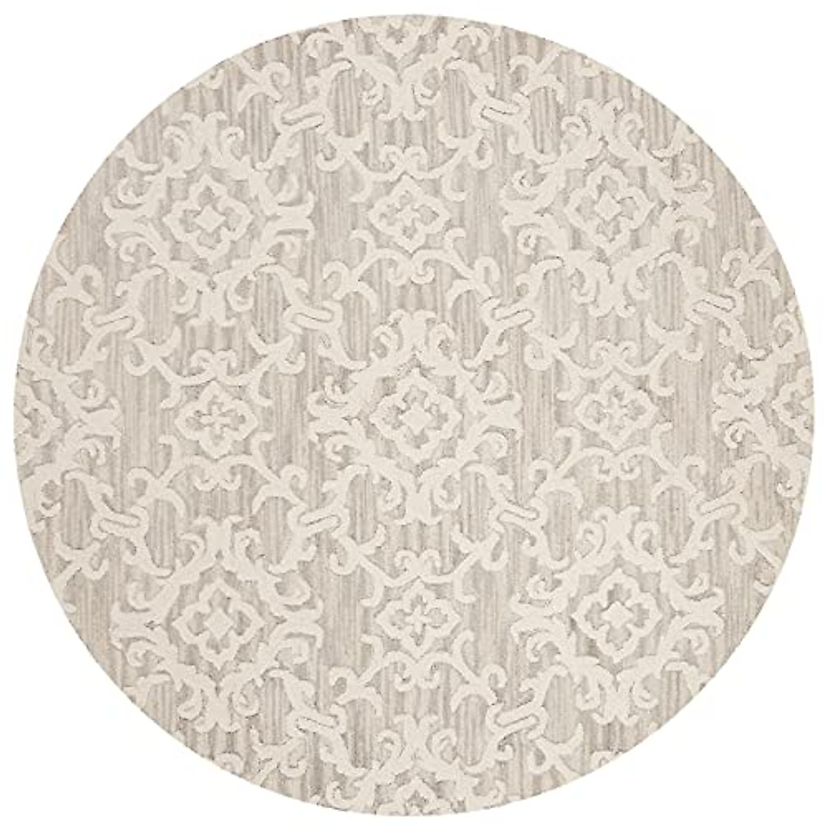 SAFAVIEH Blossom Collection 6' Round Grey/Ivory BLM104A Handmade Premium Wool Area Rug