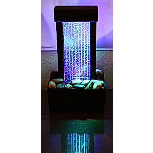 Nature's Mark 10" H Crackled Glass Light Show Tabletop Water Fountain with Natural River Rocks and Color Changing LED Lights (Corded)