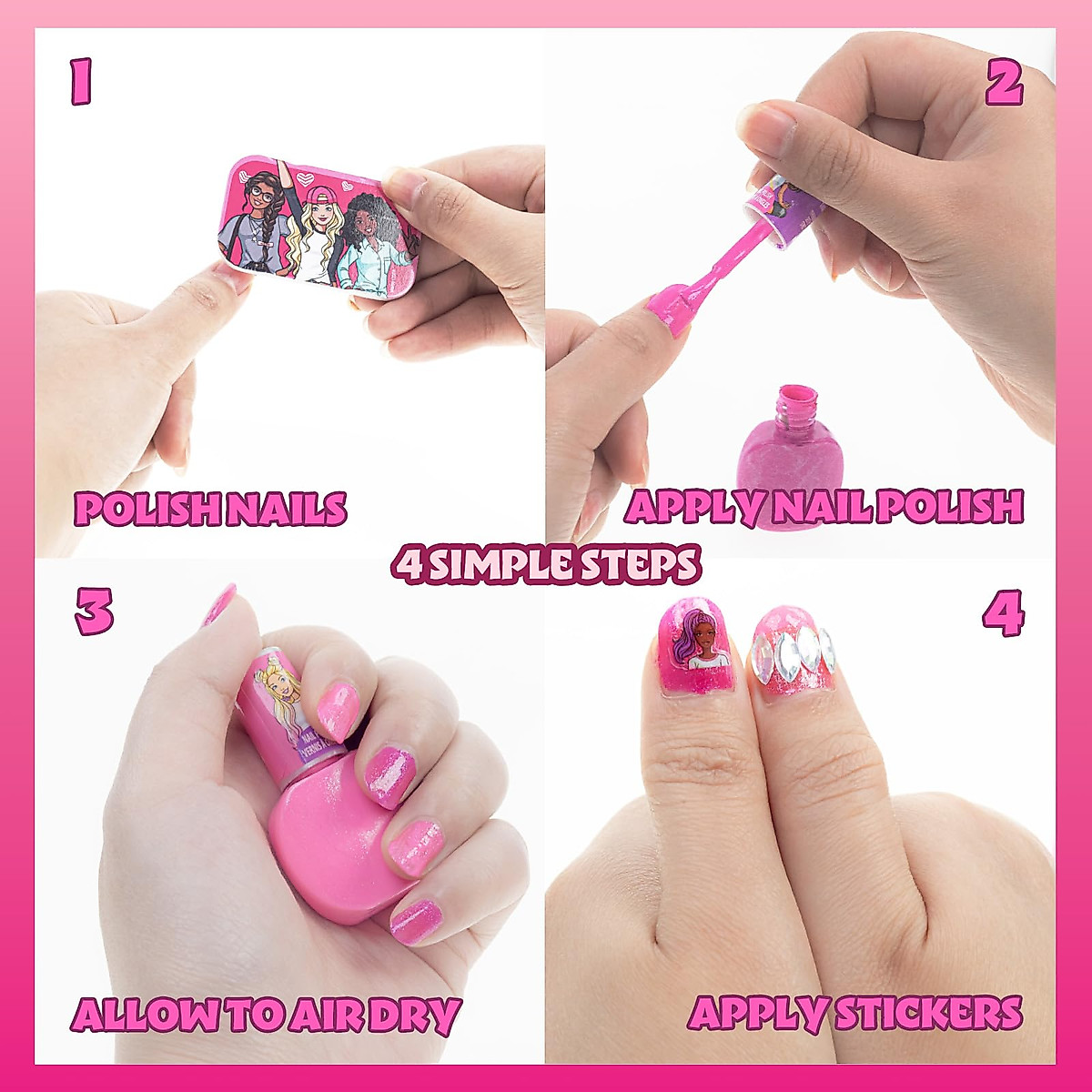 Barbie Beauty Vanity Set with Light-Up Mirror, Includes Lip Gloss, Eye Shadow, Brushes, Nail Polish, Accessories, and More! Ages 3+ Perfect for Parties, Sleepovers, and Makeovers, by Townley Girl