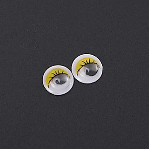 TEHAUX 100pcs Animal Lash Accessories Mini Doll Eyeballs Wiggle Craft Stickers Eyes Yellow DIY Eyes DIY Animal Eyes Self Made Wiggle Eyes with Eyelashes DIY Cartoon Eyes