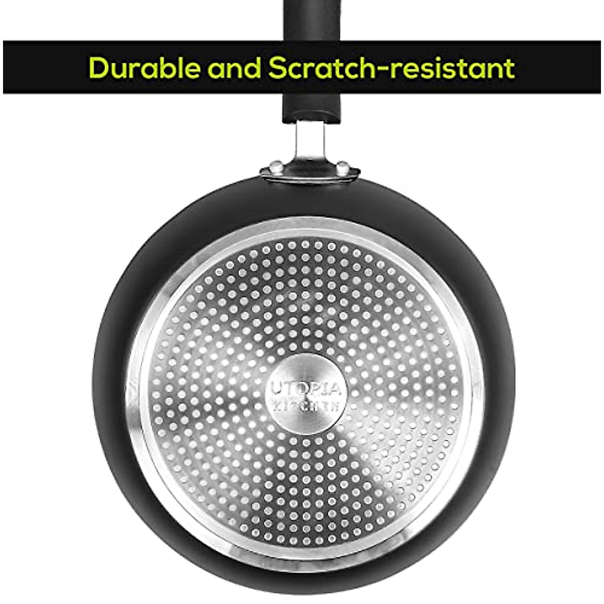 Utopia Kitchen Nonstick Frying Pan Set - 3 Piece Induction Bottom - 8 Inches, 9.5 Inches and 11 Inches (Grey-Black)