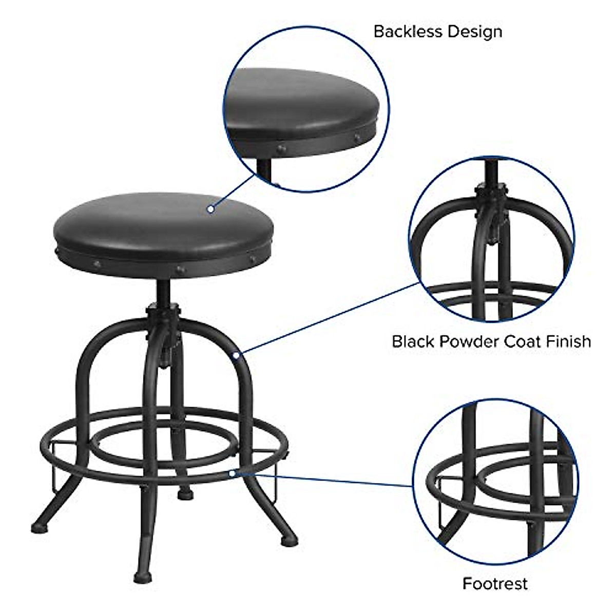 Flash Furniture Carrington 24'' Counter Height Stool with Swivel Lift Black LeatherSoft Seat