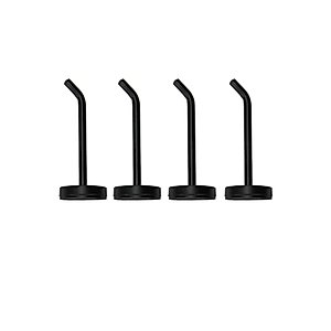 FUIEJIOEI Black Stainless Steel Long Nose Single Heavy Duty Long Coat Hook 4PCS (4.7"/120mm)