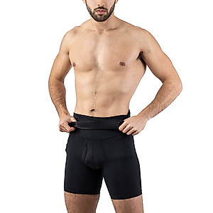 Kewlioo Men's Girdle Compression Shorts with Instant Slimming Effect & Breathable Fabric - High Waist Body Shaper Running Workout Fitness Compression Shorts Underwear Boxer Briefs - (Black, 2XL)