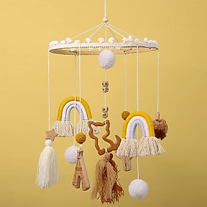 Boho Rainbow Mobile, Muulaii Neutral Baby Crib Mobile, Baby Mobile for Crib, Handmade Baby Mobile, Macrame Rainbow Baby Mobile, Rainbow Baby Mobile Baby Crib Mobile Kids Room Nursery Decor