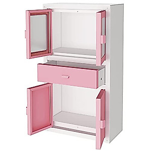 MIOCASA Mini Metal Locker Collectible Furniture Glass Door Display Cabinet for Classroom, School, Home, 14.25" Tall x 7.91" x 3.98" (Pink)