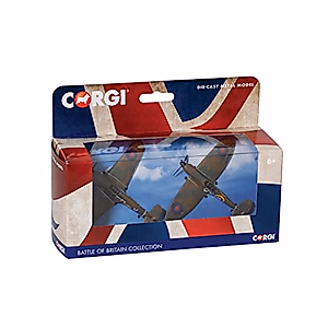 Corgi Diecast Battle of Britain Spitfire and Hurricane Collection Fit The Box Scale Display Model Aircrafts CS90686, Green & Brown