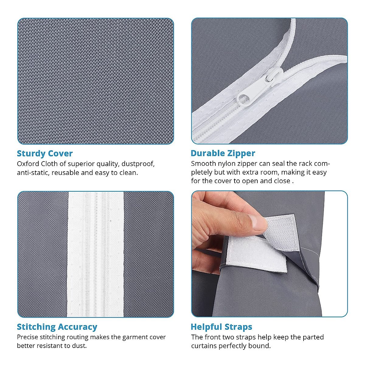 VIPEK V5C Portable Bedroom Armoires Wardrobe Closet with Cover, Heavy Duty Covered Clothes Rack Adjustable Closet Rack, White Metal Clothing Rack with Grey Oxford Fabric Cover, 70.1" Lx17.3 Wx76.4 H