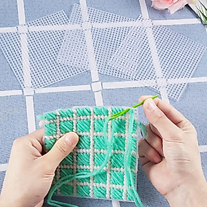 Caydo 2 Pieces 7 Count Plastic Mesh Canvas Sheets for Embroidery, Acrylic Yarn Crafting, Knit Crochet Projects and Make Aquarium Dividers (10.5 X 13.5 Inch)