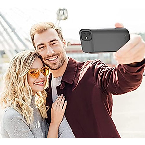 AFTRYOUGO Battery Case for iPhone 12/12 Pro(6.1 inches),7000mAh Ultra-Thin Portable Charger case, Supports MagSafe Wireless Charging, Compatible with iPhone 12 / iPhone 12 Pro (XDL-640MW)-Black