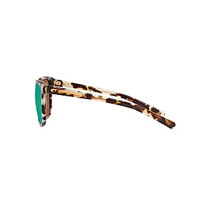 Costa Del Mar Woman Sunglasses Shiny Tiger Cowrie Frame, Green Mirror Lenses, 57MM