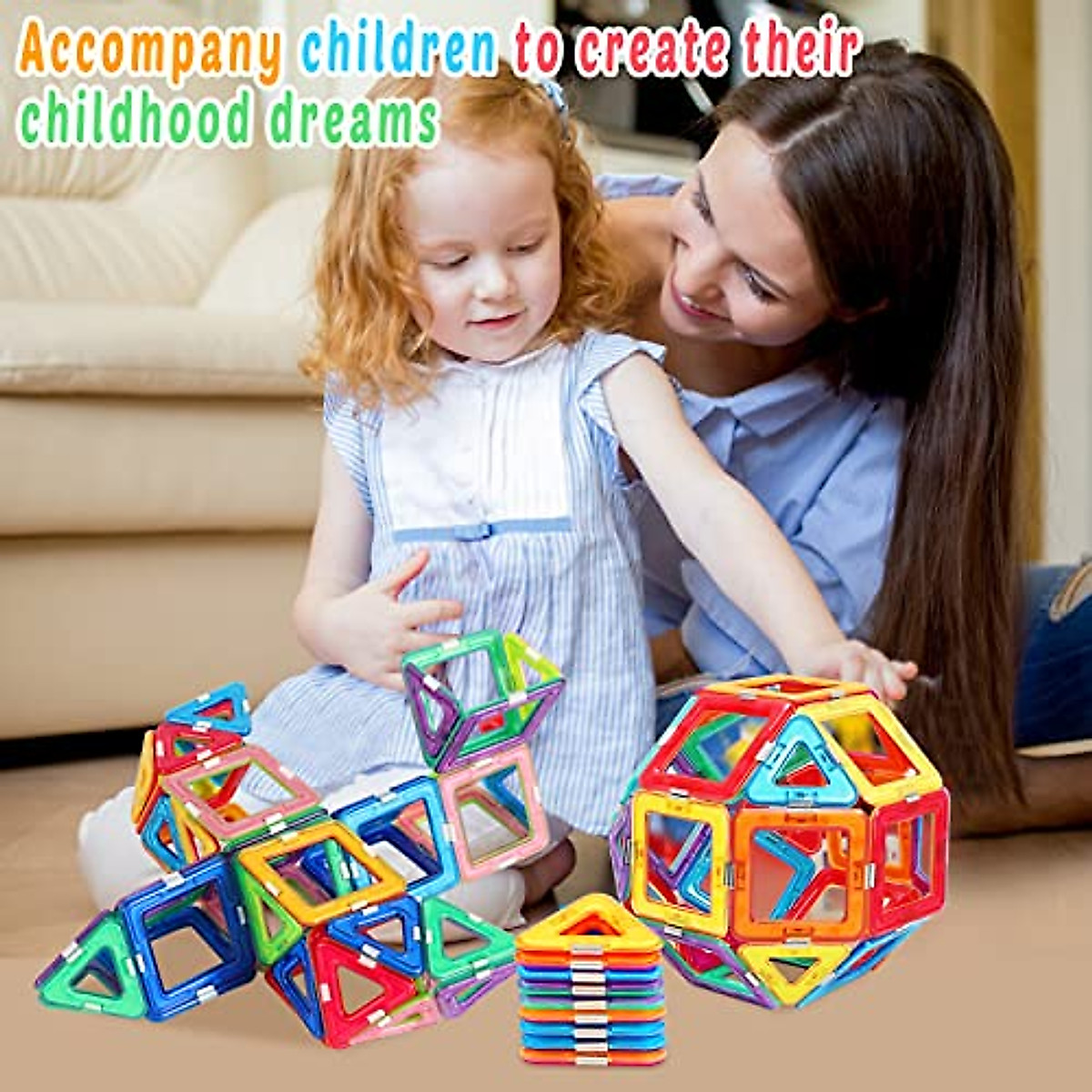 Magnetic Tiles for 3 4 5 6 7 8+ Year Old Boys Girls Upgrade Magnetic Building Blocks Set Educational STEM Toys Christmas Birthday Gift Toys for 3+ Year Old Boys and Girls (40PCS Magnetic Tiles)
