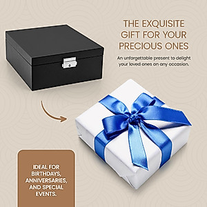 Prestige & Fancy 2 Layer Woman Jewelry Box, Jewelry Organizer For Woman, Men & Girls Large Case 8.5x7.5x3.3in | PU Leather Black Jewelry Gift Storage Boxes For Ring, Necklace & Bracelet With Lock