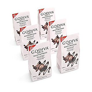 Godiva Chocolatier Masterpiece Dark Chocolate Ganache Hearts Bags, Chocolate Treats, Chocolate Snacks, Gourmet Chocolates, Chocolate Truffles, Office Treats, Set of 6, 4.9 Ounce